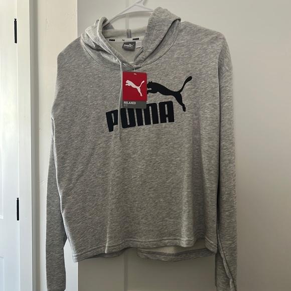 Puma | Tops | Puma Cropped Hoodie In Grey Marl | Poshmark
